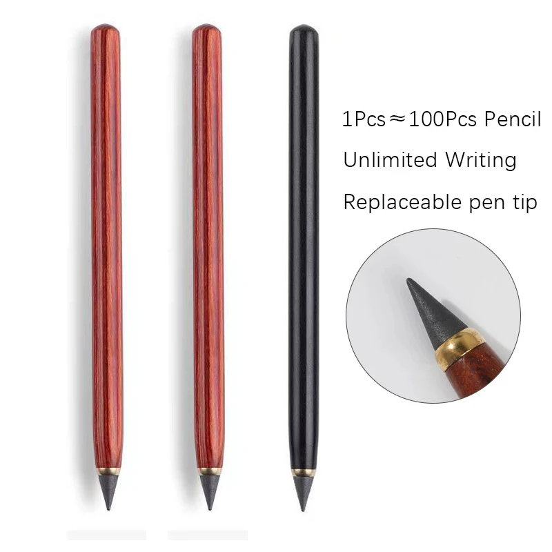 Vintage-Wooden-Eternal-Pencil-Inkless-Unlimited-Writing-Environmentally ...