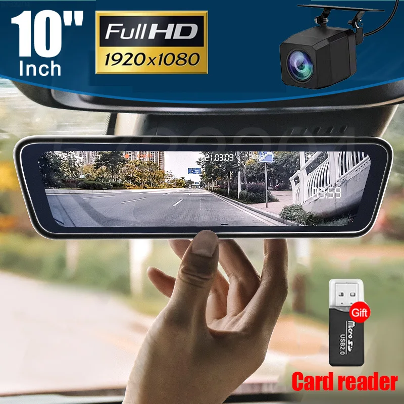 10-Inch-Car-DVR-Mirror-Video-Recorder-1080P-Touch-Screen-Dashcam-For ...