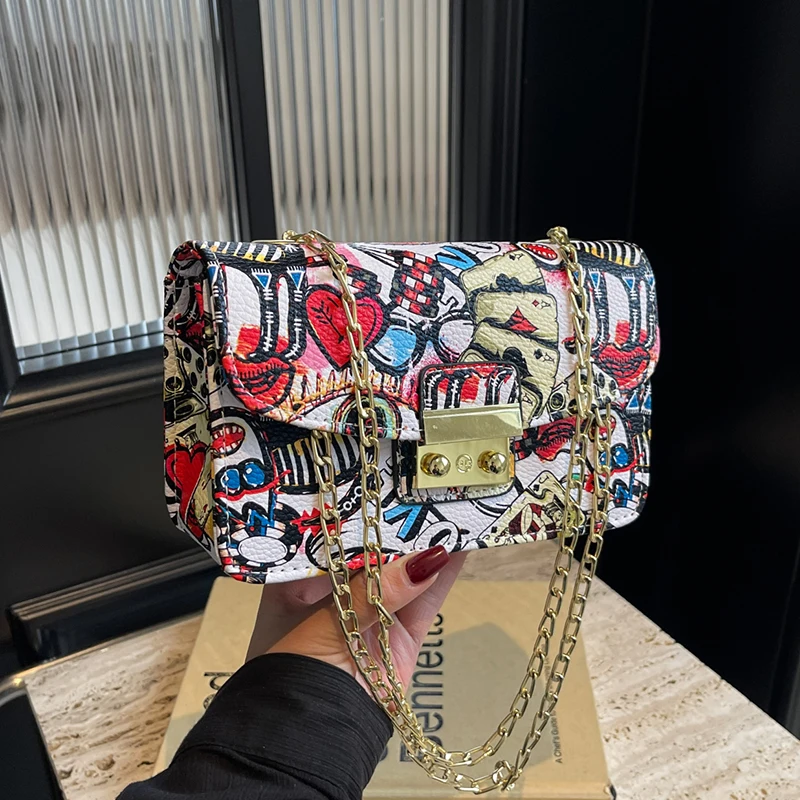 Bolso-de-mano-y-monedero-con-grafiti-para-mujer-bandolera-peque-a-de ...