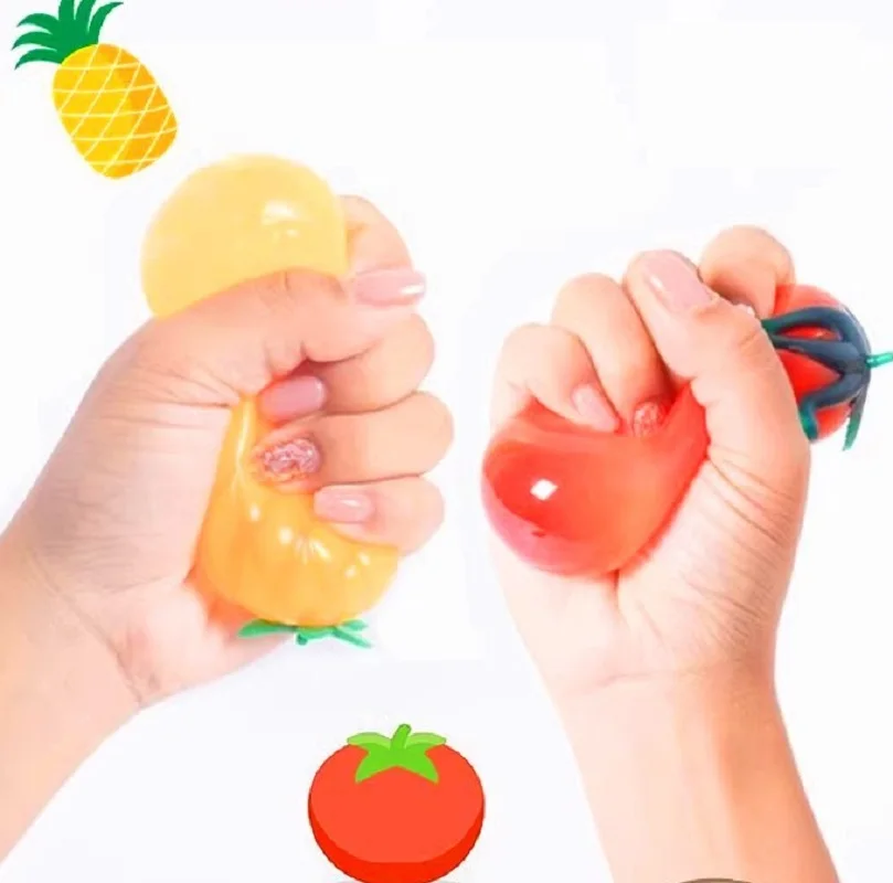 TPR Decompression Fruit Egg Tomato Orange Shape Squeeze Toy Squishy ...