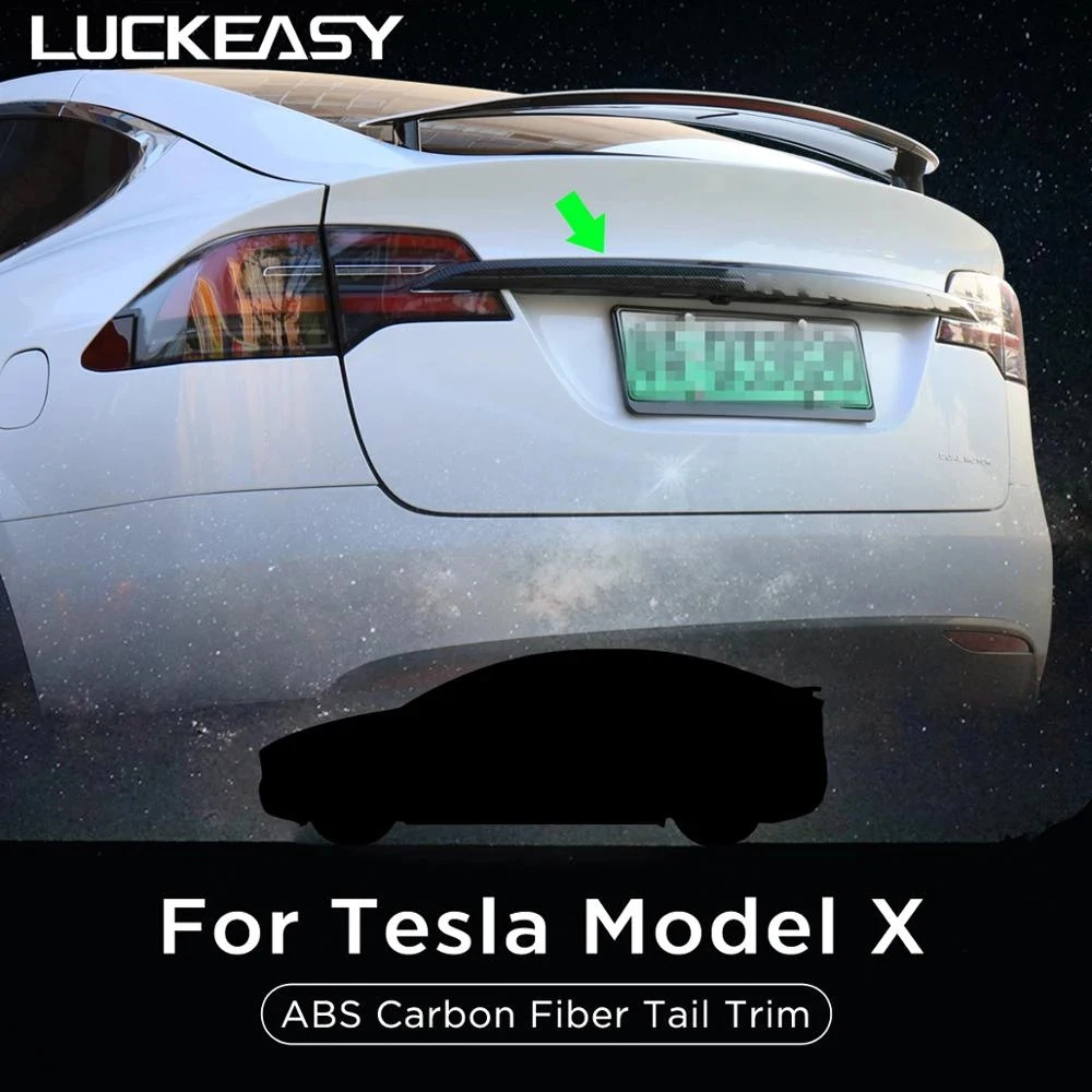 LUCKEASY-Car-ABS-Carbon-Fiber-Tail-Trim-For-Tesla-Model-X-2017-2023 ...