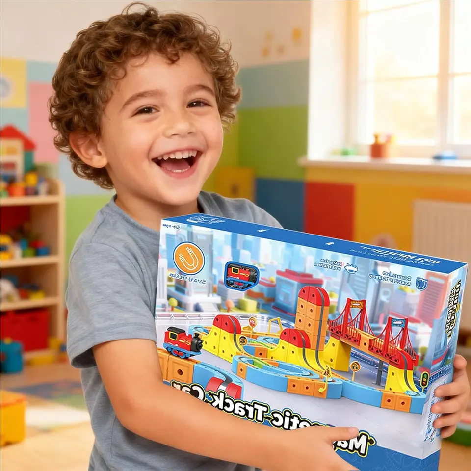 Motorized Car Track Gift Electric Train Set | Magic Cube Rail Train Set ...