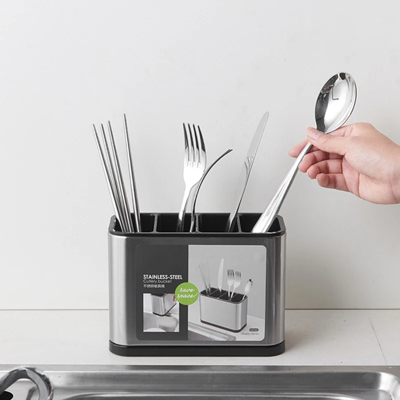 Stainless-Steel-Cutlery-Holder-Household-Tableware-Kitchen-Spoon ...
