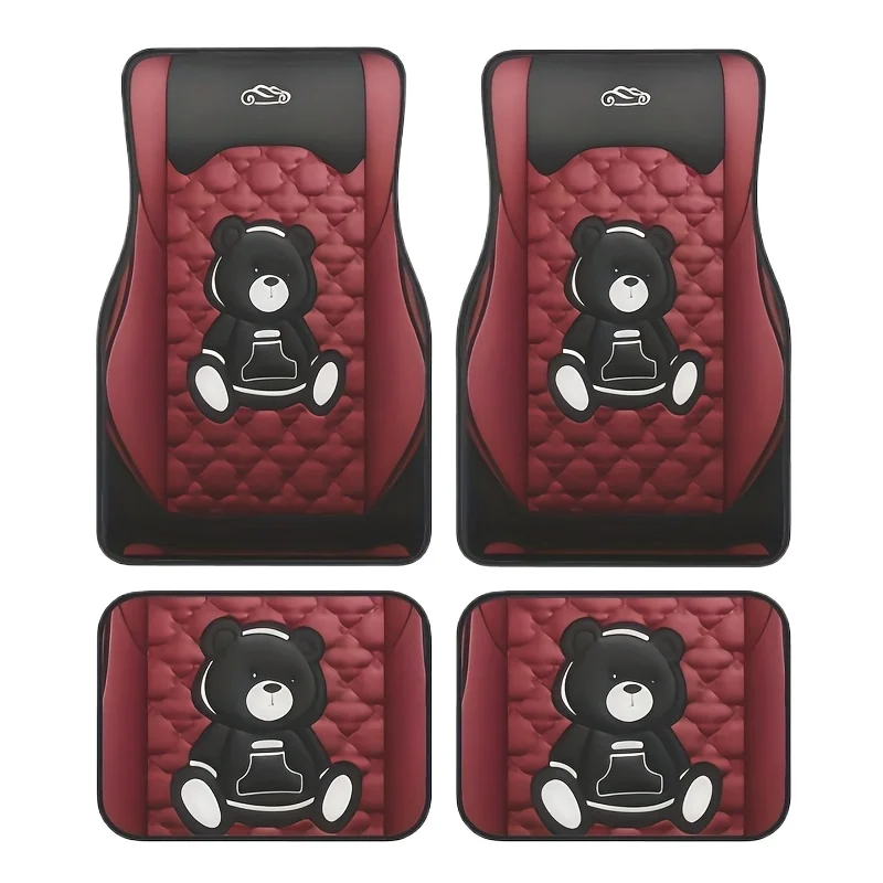 Ensemble de tapis de sol de voiture 4 pièces à motif panda plat 2D ...