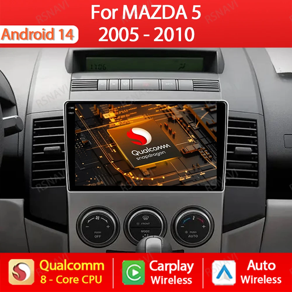 Android 14 Car Radio For MAZDA 5 2005 2006 2007 2008 2009 2010 Head ...