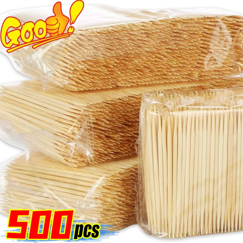 500PCS-Natural-Bamboo-Toothpicks-Disposable-Double-Headed-Cake-Fruit ...