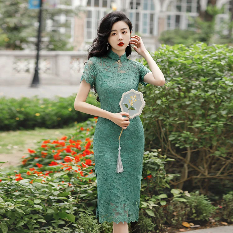 Sheng Coco Lace Cheongsam Slim Young Cheongsam Lace Cheongsam Chinese ...