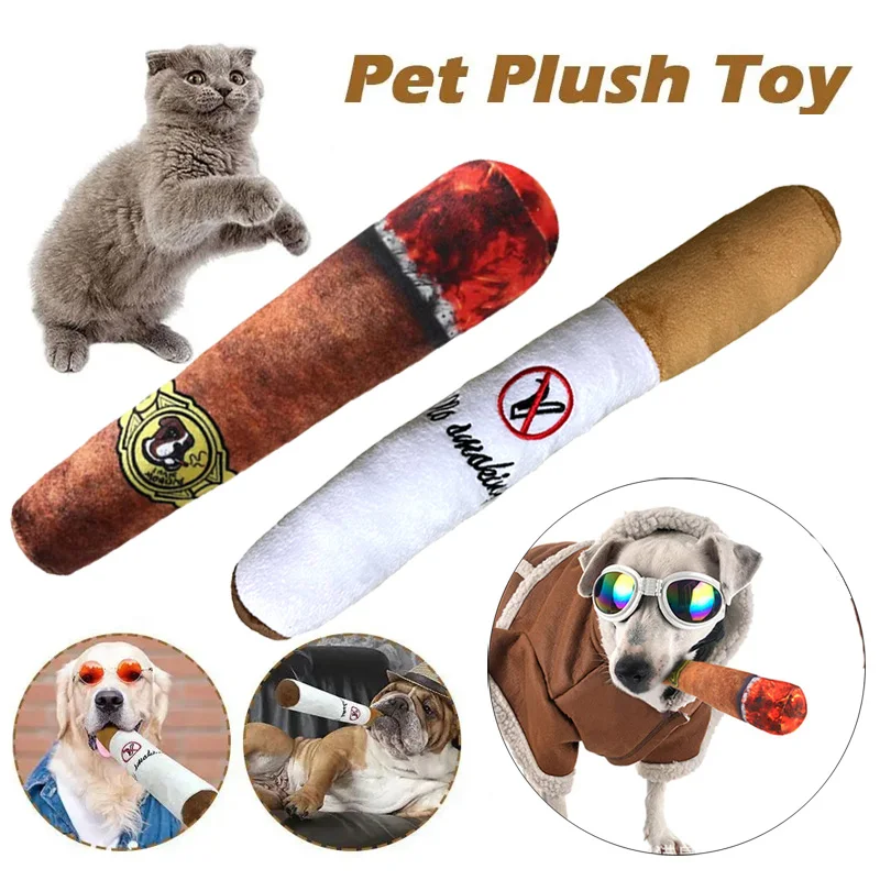 Funny-Cigar-Plush-Toy-for-Small-Large-Pets-Interactive-Chew-Toys-Fake ...