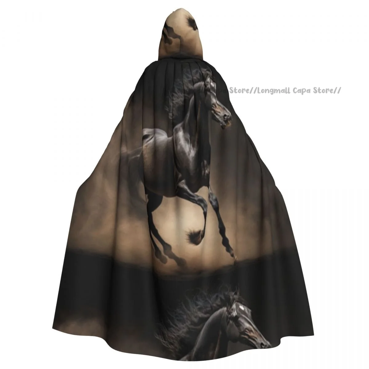 Cosplay-Medieval-Costumes-Black-Horse-With-Waving-Mane-Hooded-Cloak ...
