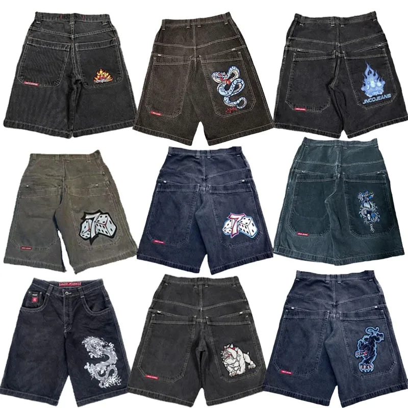 JNCO-Shorts-jeans-baggy-para-homens-e-mulheres-Y2K-Hip-Hop-shorts-de ...