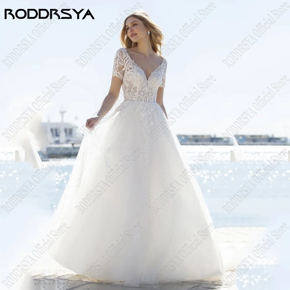 Vestido-de-novia-civil-femenino-roddrsy-doble-V-cuello-vestido-de-novia ...