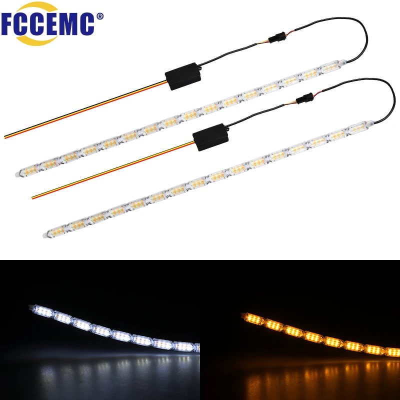 2Pcs 24V Flowing DRL LED Daytime Running Light Sequential Flexible LED ...