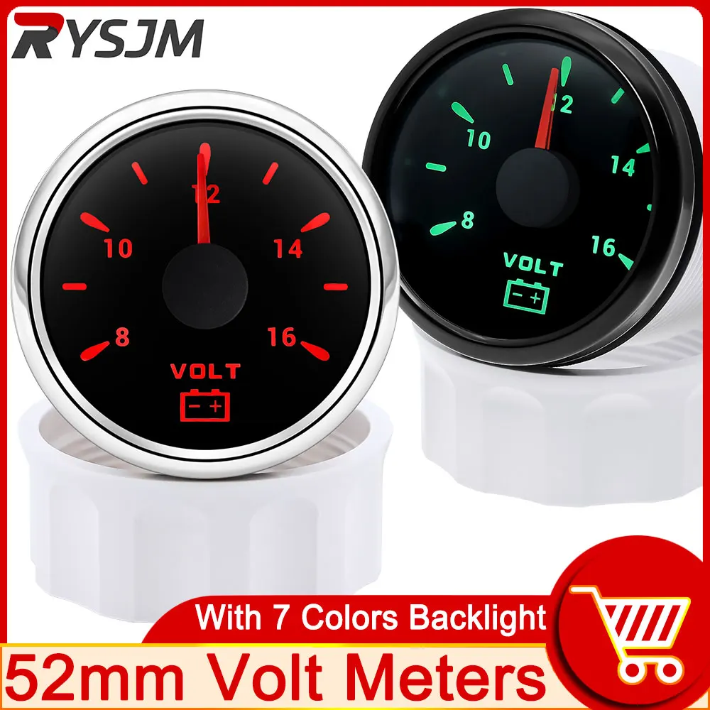 HD 52mm Voltmeter 8-16V Volts for Caravan Marine Boat Motorcycle Car ...