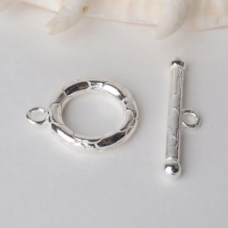 Solid 925 Sterling Silver Circle toggle clasp for jewelry making ...