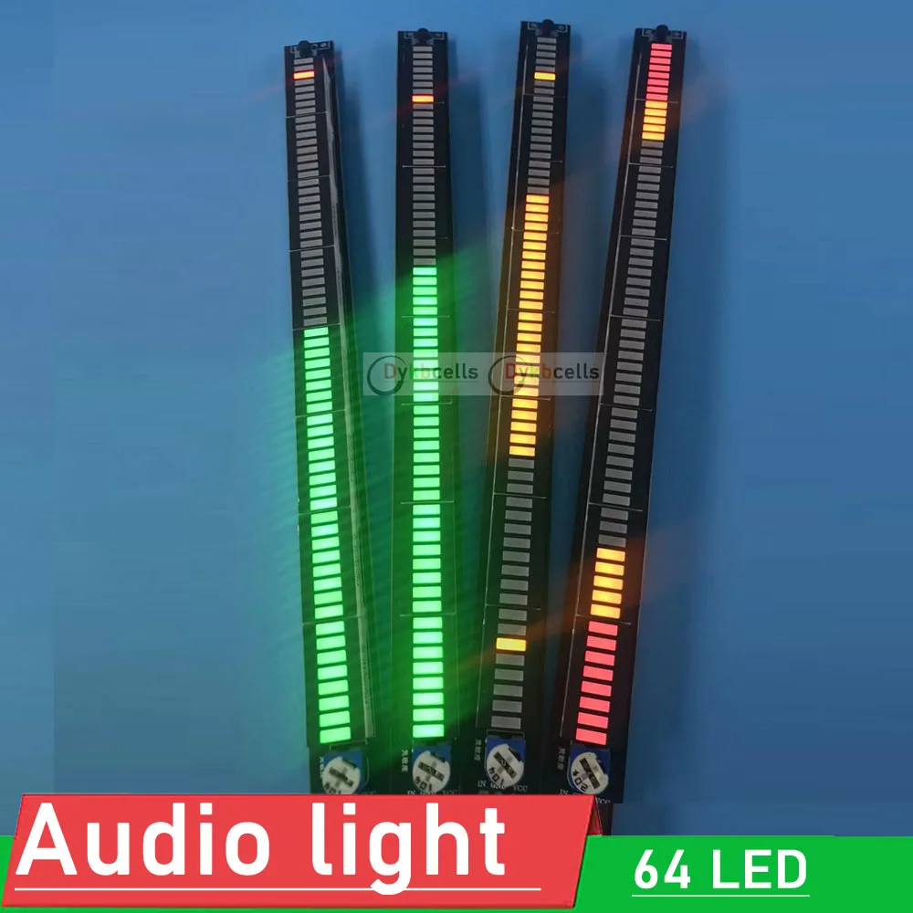 64-LED-Music-Spectrum-mono-Audio-light-Level-Indicator-Amplifier-VU ...