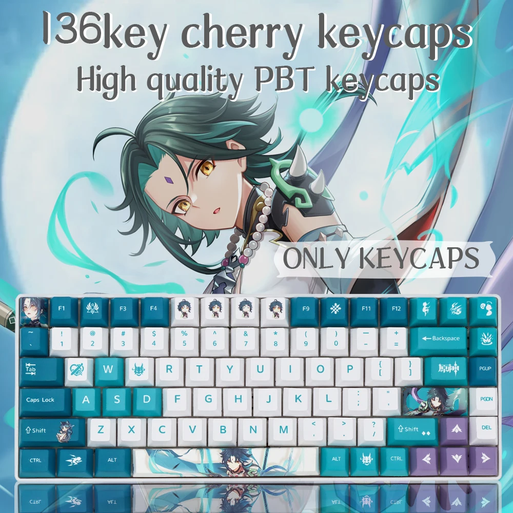 136-Keys-Genshin-impact-Xiao-Keycaps-PBT-DYE-Sublimation-Cherry-Profile ...
