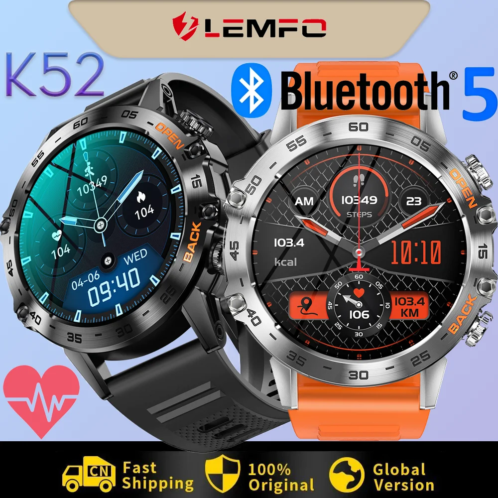 LEMFO-K52-Smartwatch-para-homens-e-mulheres-chamada-Bluetooth-monitor ...