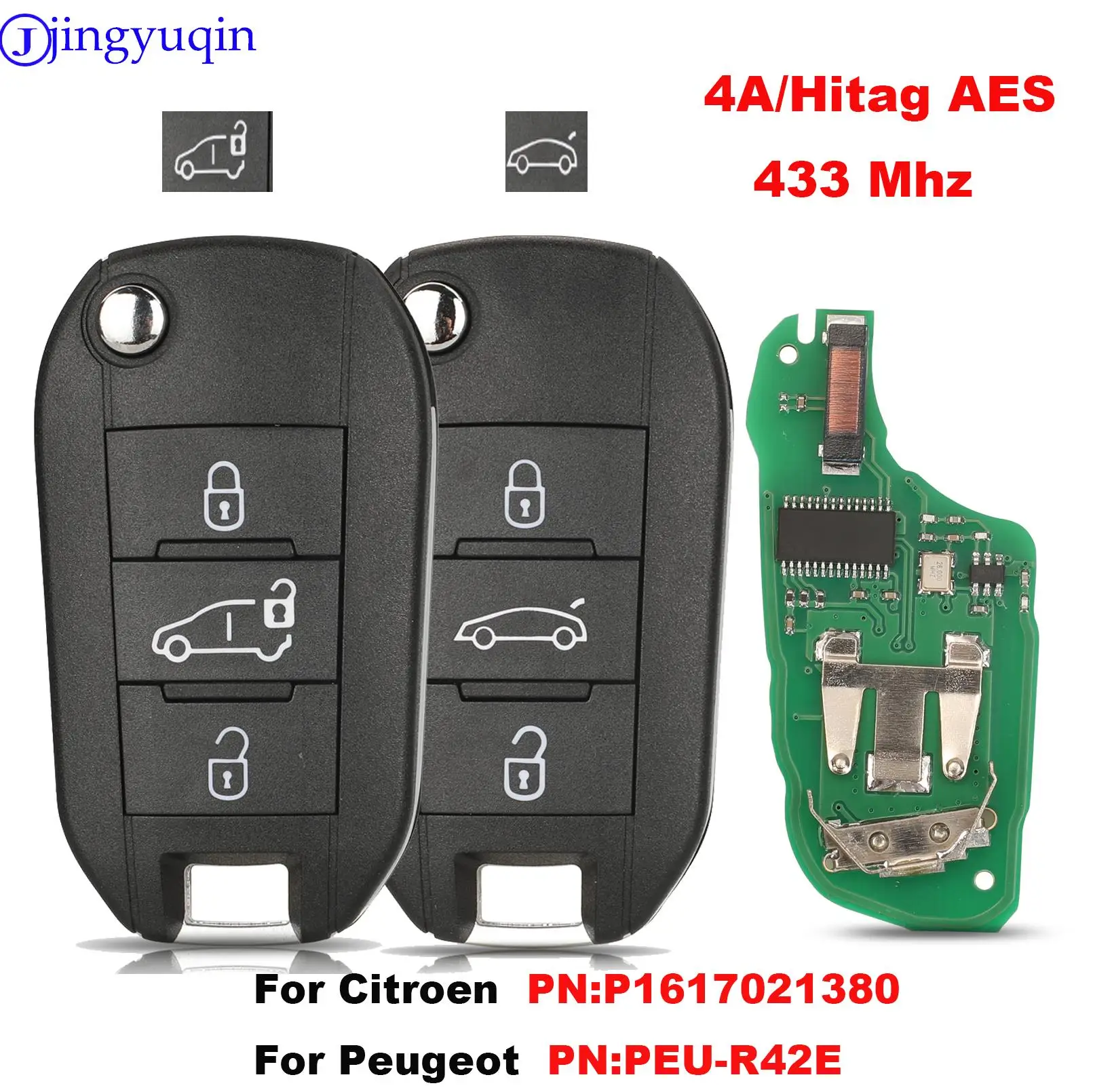 jingyuqin 433Mhz 4A Chip Car Key For Peugeot Expert - With Rear Doors ...