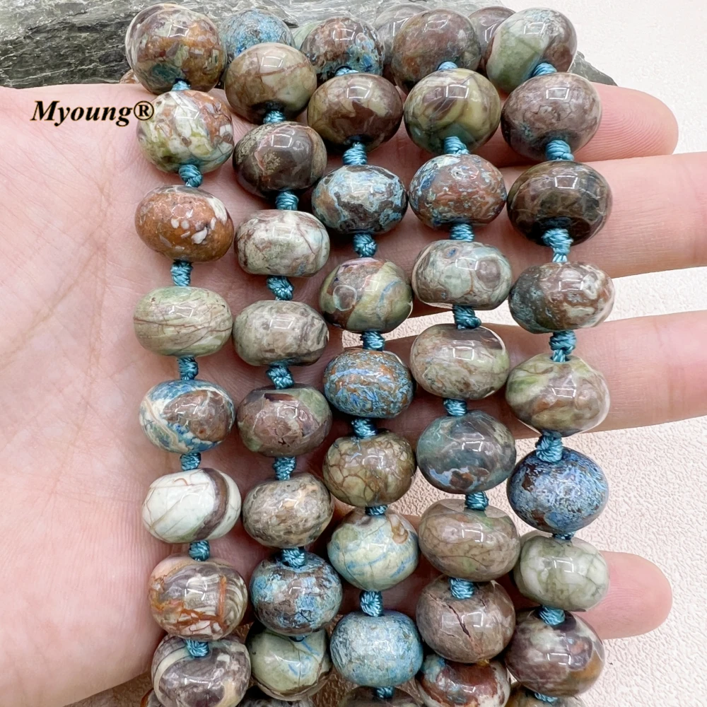 9x14MM-Blue-Ocean-Jaspers-Stone-Rondelle-Abacus-Beads-For-DIY-Jewelry ...