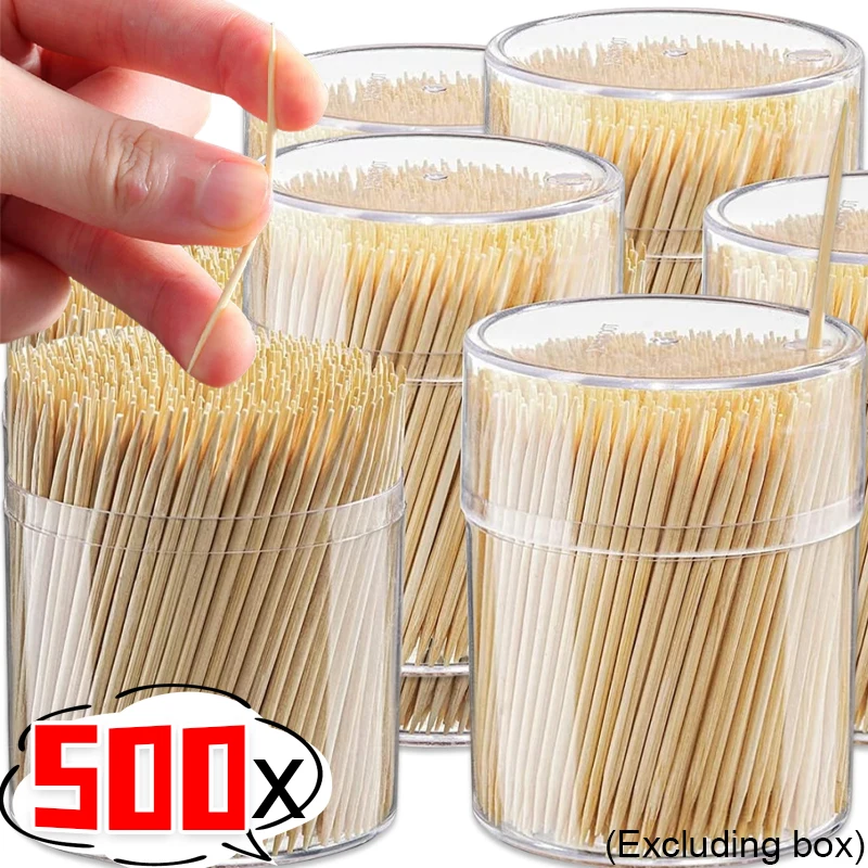 500PCS-Disposable-Natural-Bamboo-Toothpicks-Double-Headed-Cake-Fruit ...