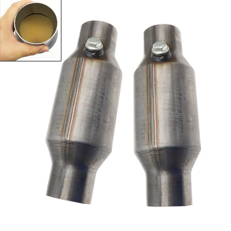 1pair 2.5inch Universal Catalytic Converter Exhaust High Flow Stainless ...