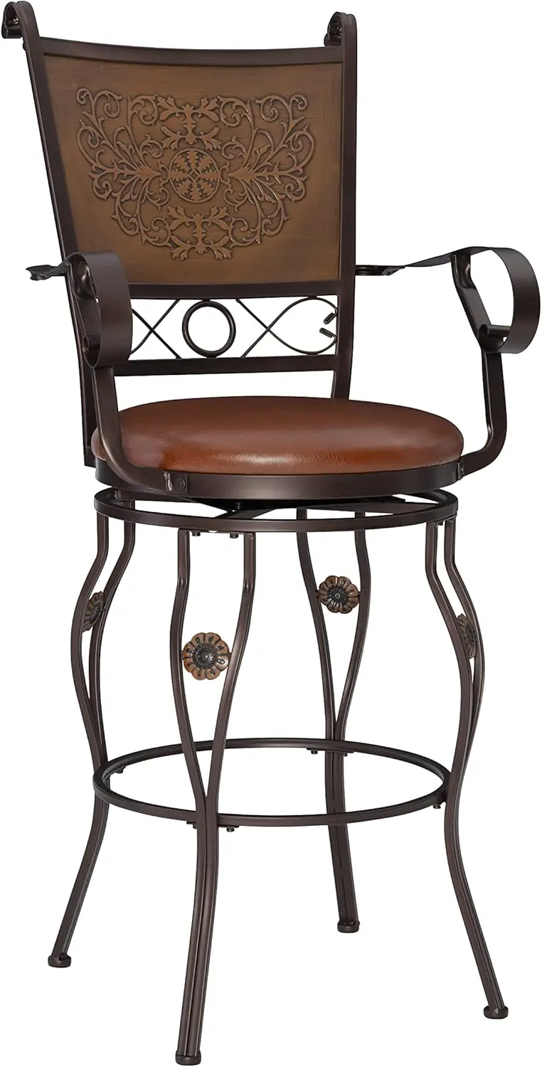 Oversized Bronze Bar Stool with Arms, 400lb Capacity, Swivel Seat ...