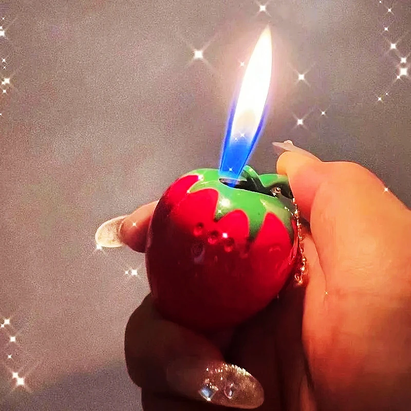 New-Cute-Strawberry-Fruit-Lighter-Creative-Free-Flame-Gas-Lighter-Metal ...