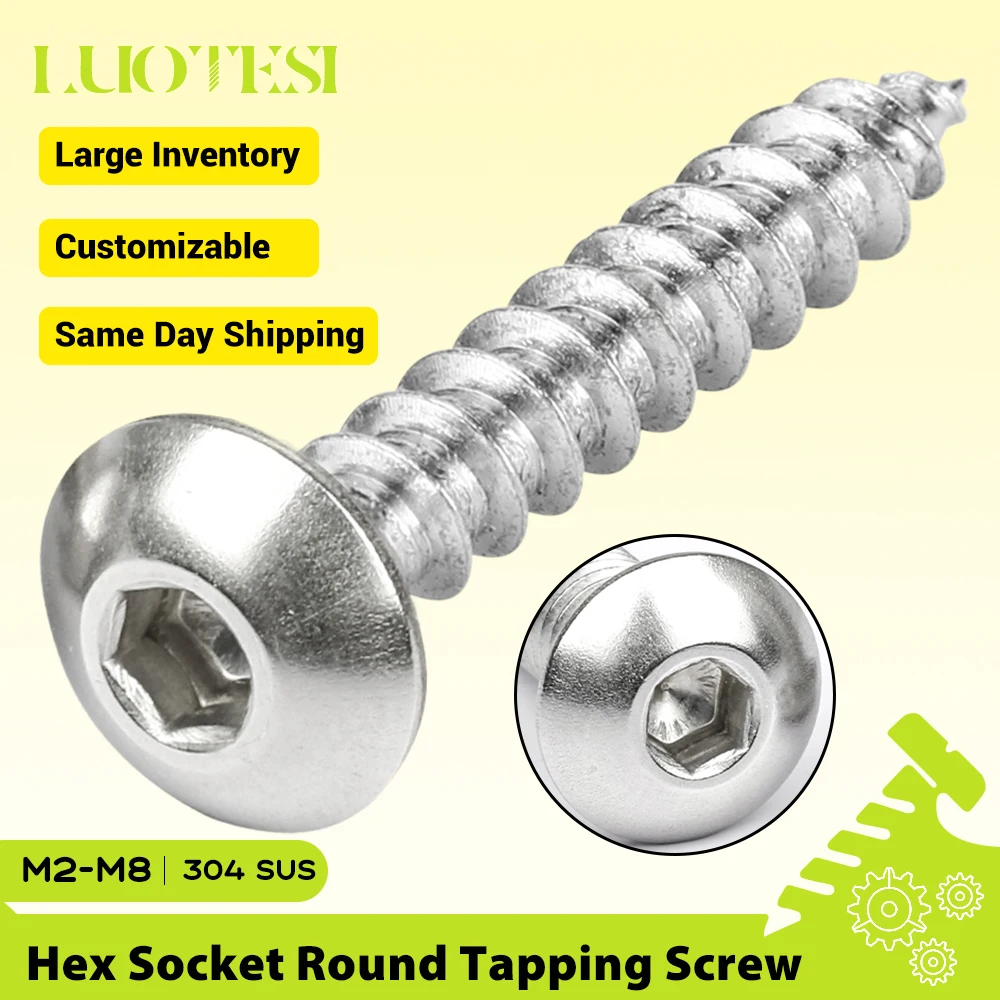 Button Head Socket Cap Sheet Metal Screws 304 Stainless Steel M2-M8 ...
