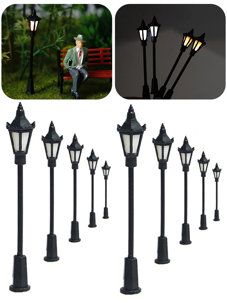 10Pcs Model Railroad Street Lamps OO Scale 1:75 1:100 1:150 Warm White ...
