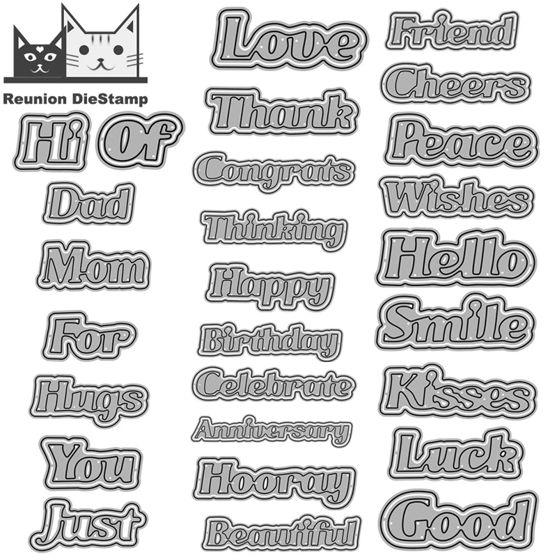 Troqueles de corte de Metal con palabras en inglés comunes para álbum ...