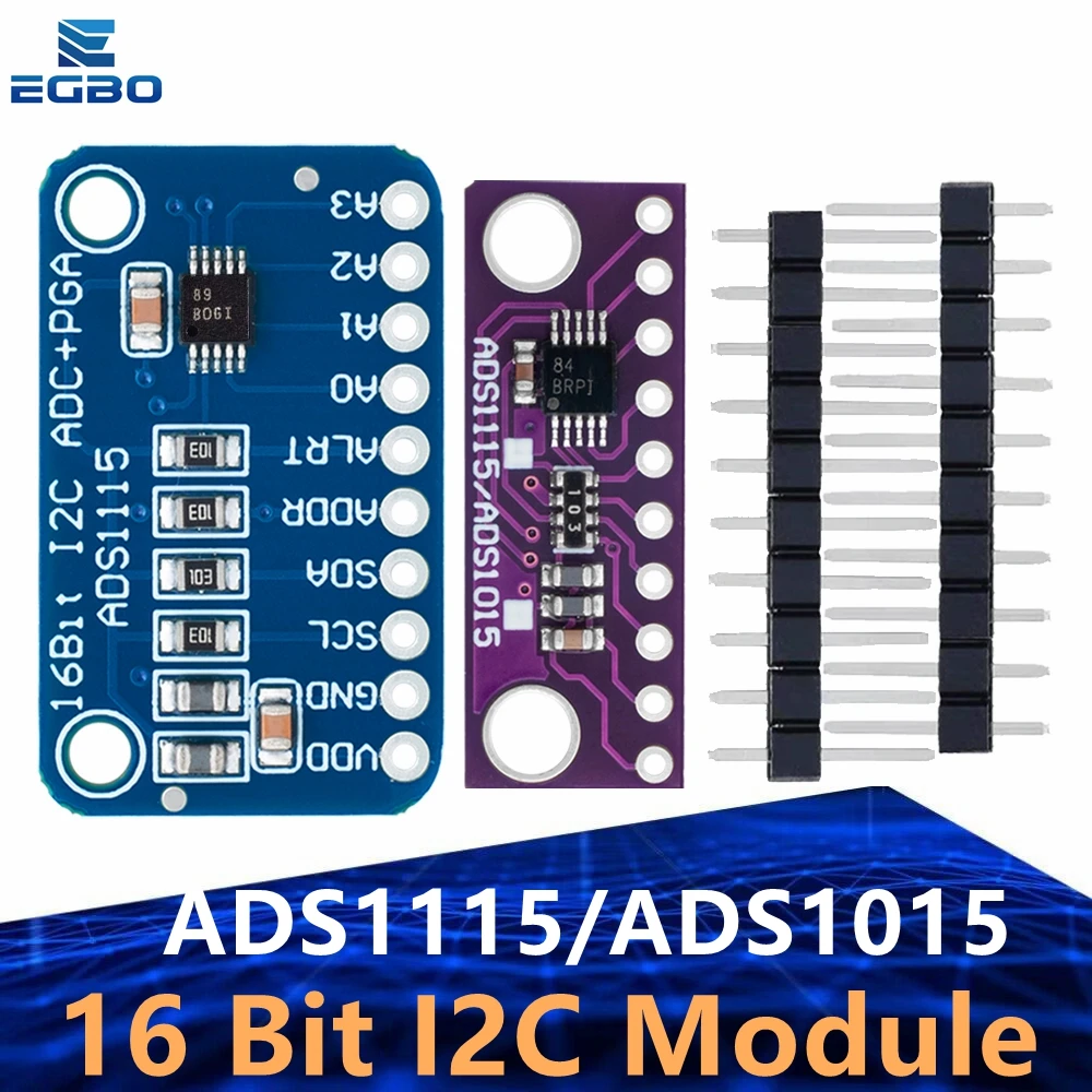 EGBO Módulo ADC para Arduino RPi, amplificador de ganancia Pro, 16 bits, I2C, ADS1115, ADS1015 ...