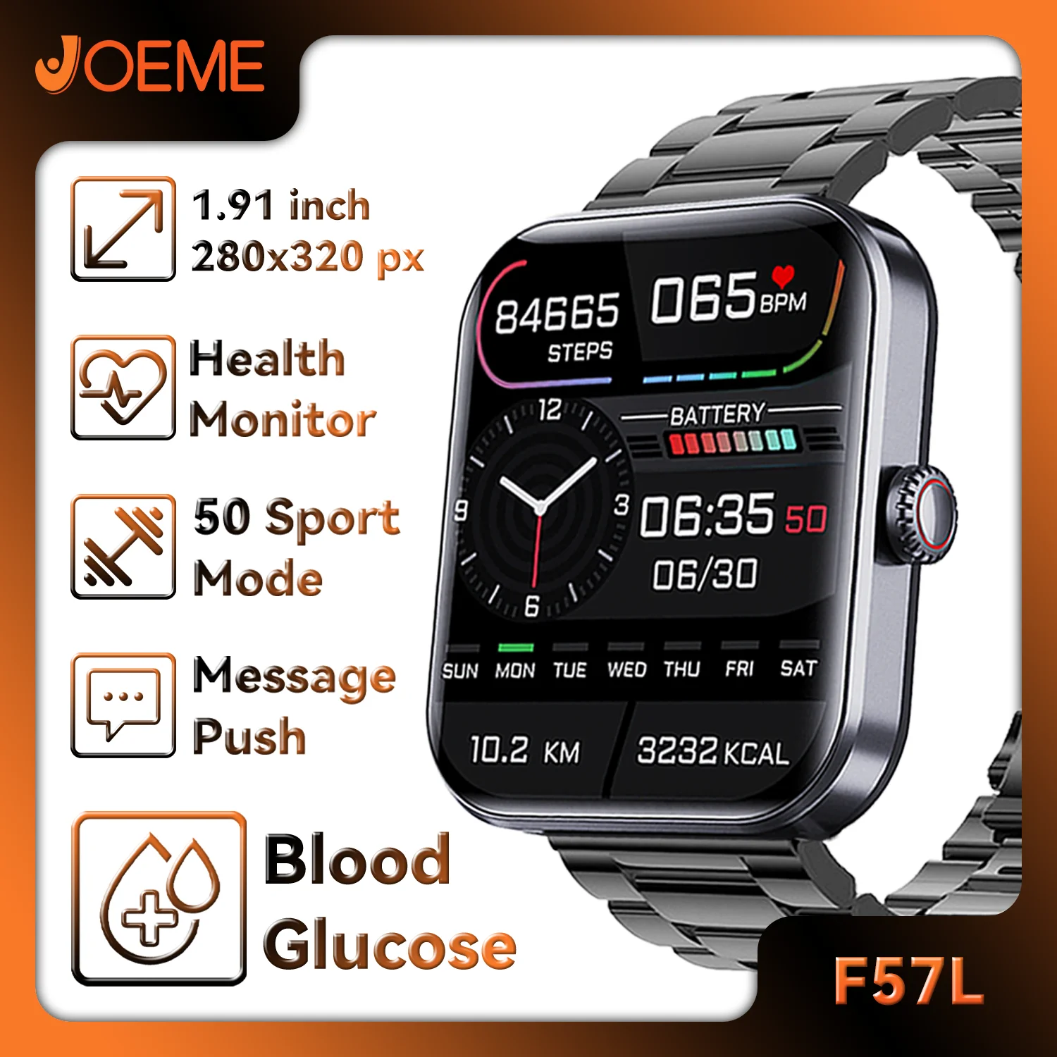 JOEME reloj inteligente F57L para hombre y mujer, accesorio de pulsera ...
