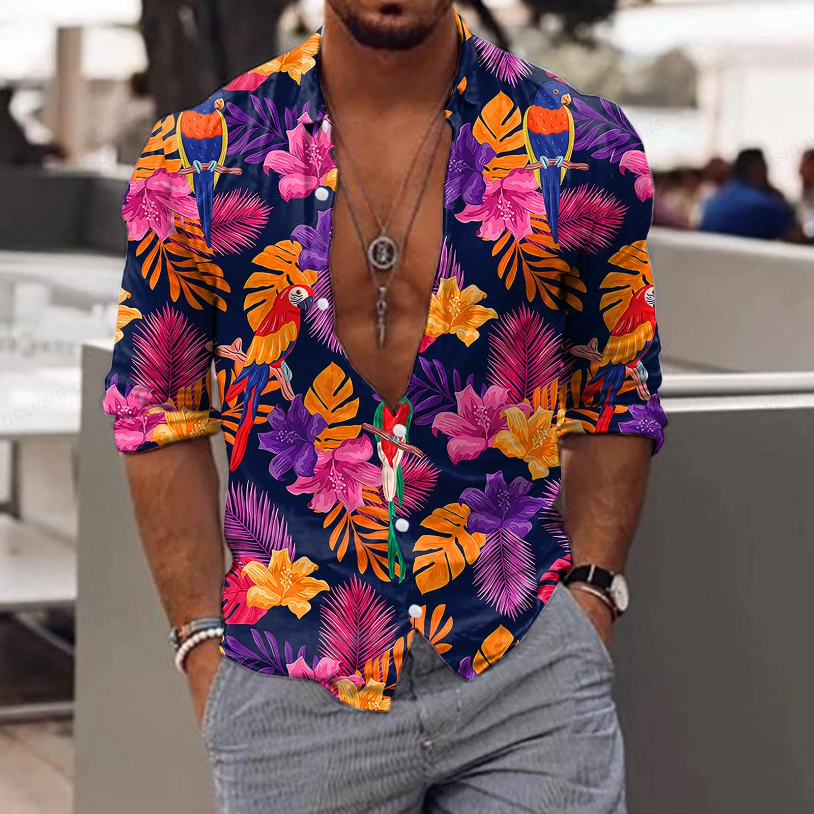 Chemise-hawa-enne-imprim-floral-pour-hommes-cuir-chevelu-tropique ...