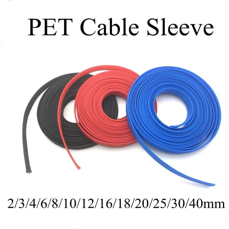5/10M Cable Sleeve 2 4 6 8 10 12 14 16 18 20 25 30 35 40 mm PET ...
