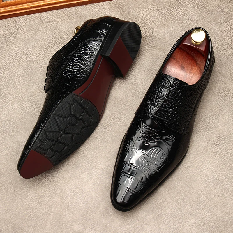 Leather-Shoes-Man-embossed-bright-leather-pointed-style-genuine-leather ...