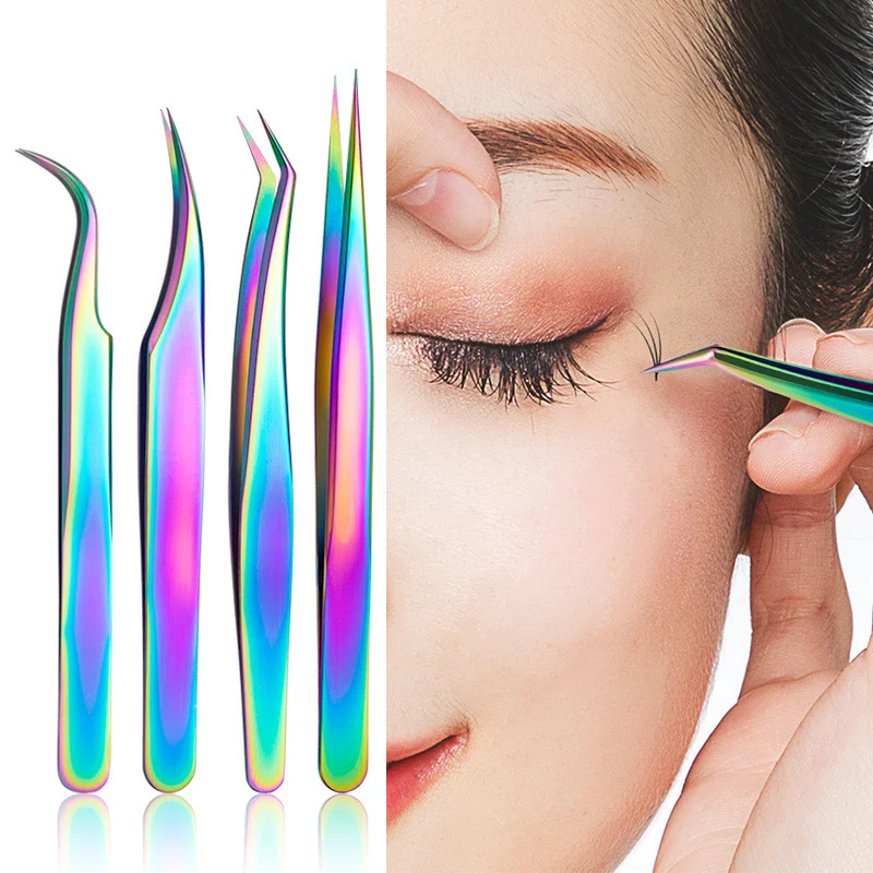 1PCS Eyelashes Tweezers Professional For Lashes Extension Gold Decor ...