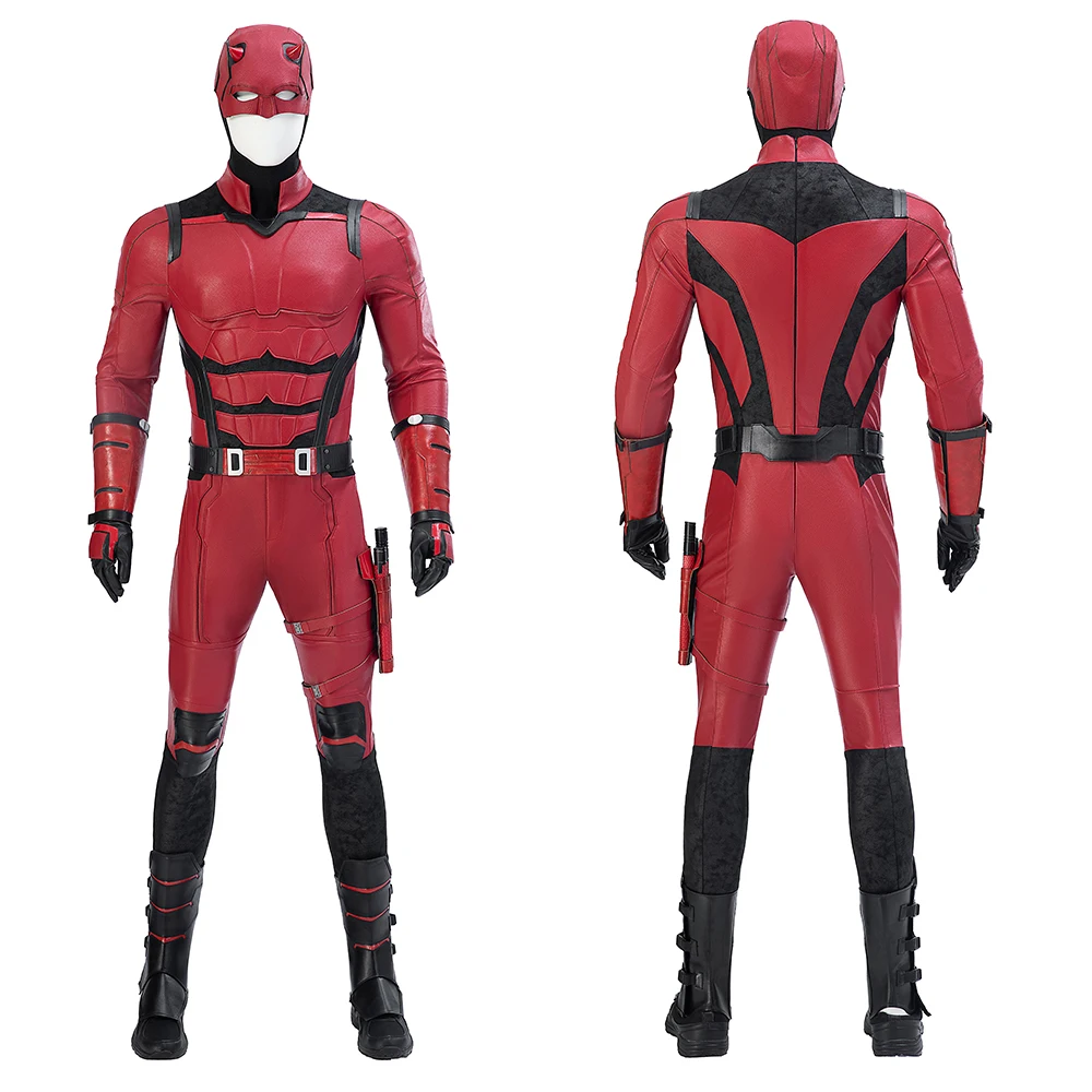 Daredevil Disfraz De Cosplay Traje De Batalla De Cuero Rojo Mate