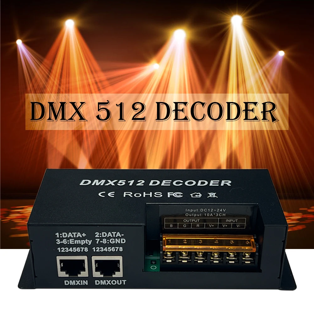 3CH/4CH DMX 512 Decoder RGBW LED Light Strip Controller Console Use ...