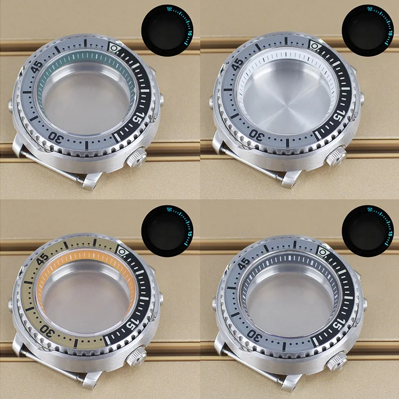 43.3mm Silvery Watch Case With chapters Ring Sapphire Glass For Seiko ...