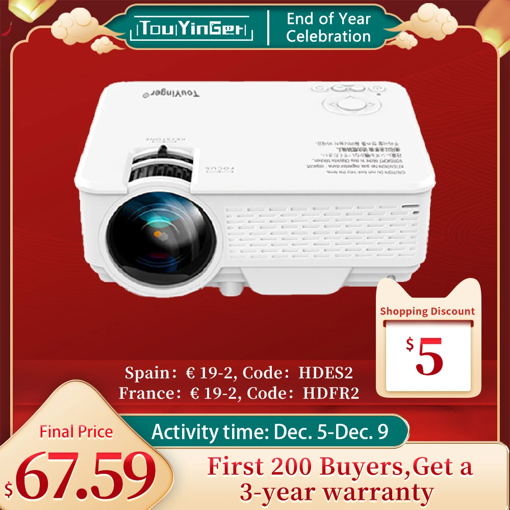 Touyinger Mini Led Projector M4 Plus 720p, Support Full Hd Video Beamer For Home Cinema, 2800 ...