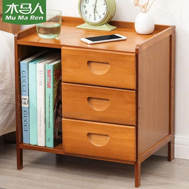 Bedside table simple solid small cabinet light luxury storage cabinet ...