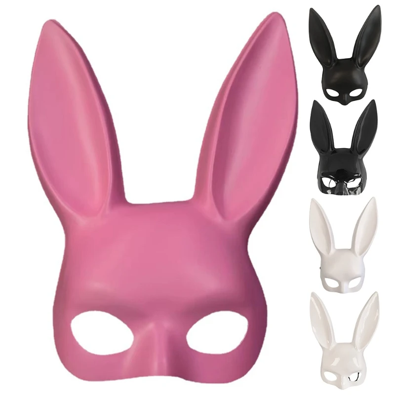 Adult-Rabbit-Mask-half-face-Bunny-Mask-Halloween-Easter-Costume ...
