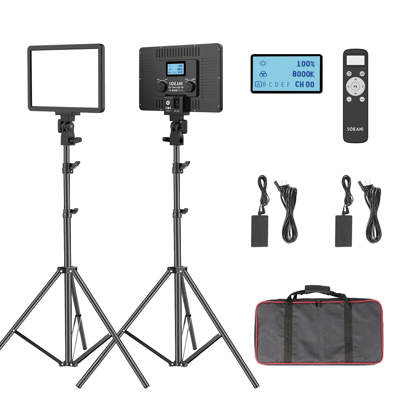 Dimmable LED Video Light Kits Panel 2800K 8000K Photography Lighting ...