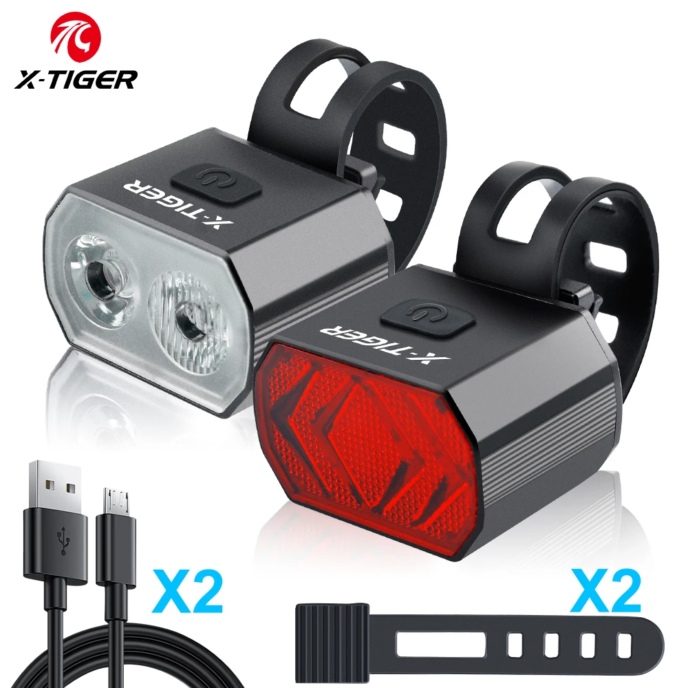 X-tiger Led Bicycle Lights Set Usb Charge Headlight Taillight Front ...