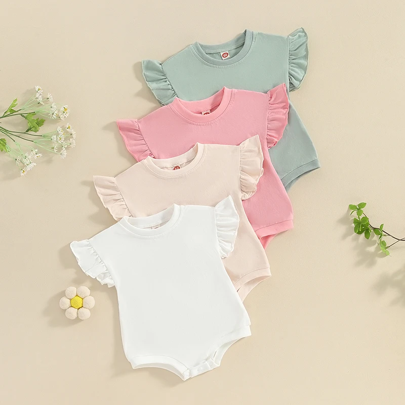 Summer-Newborn-Infant-Baby-Girls-Romper-Simple-Rompers-Solid-Round-Neck-Cotton-Baby-Short-Sleeve ...