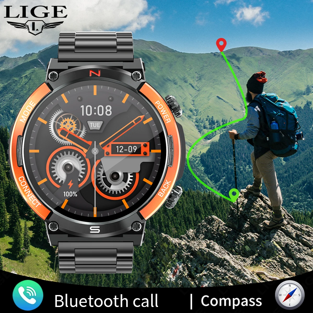 LIGE-Smart-Watch-Compass-Man-Outdoor-Sport-Bracelet-Heart-Rate-Blood ...