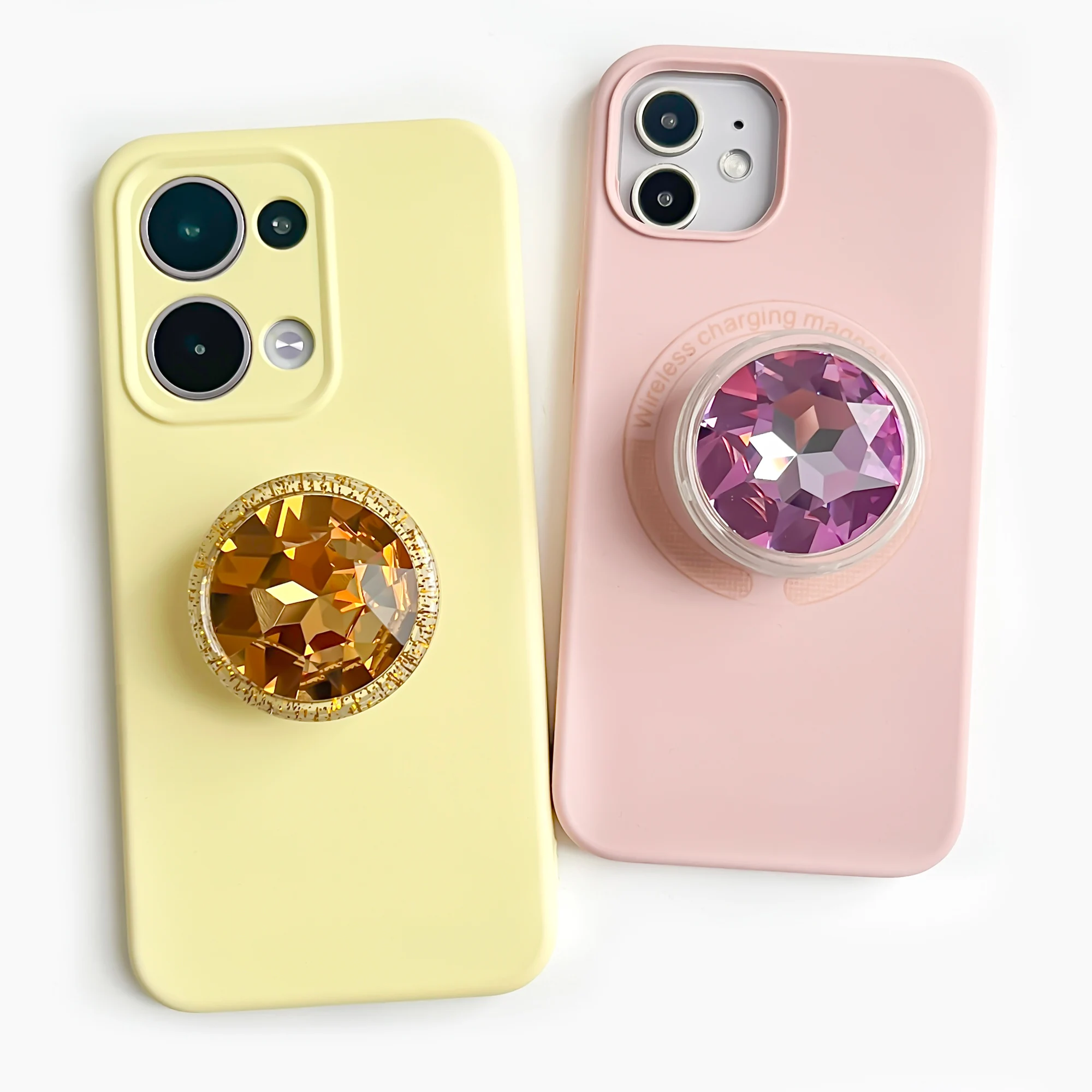 Round Crystal Glass Ball Phone Grip For iPhone Samsung Xiaomi Finger ...