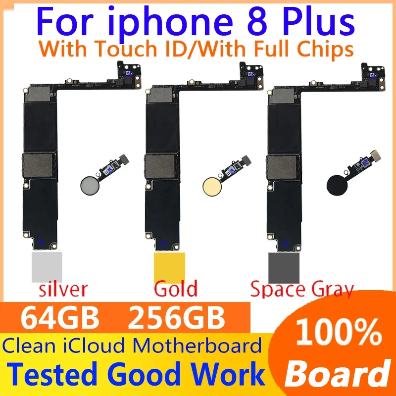 100-Working-For-iPhone-8-Plus-Motherboard-With-Without-Touch-ID-64G ...
