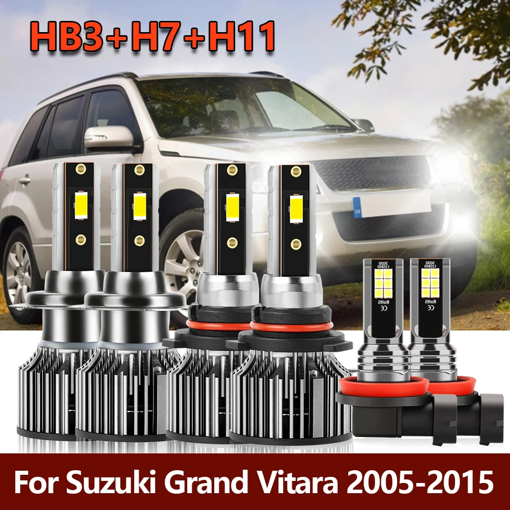 6x LED Headlight Bulbs HB3 H7 High Low+Fog Light H11 Combo Lamps Kit ...