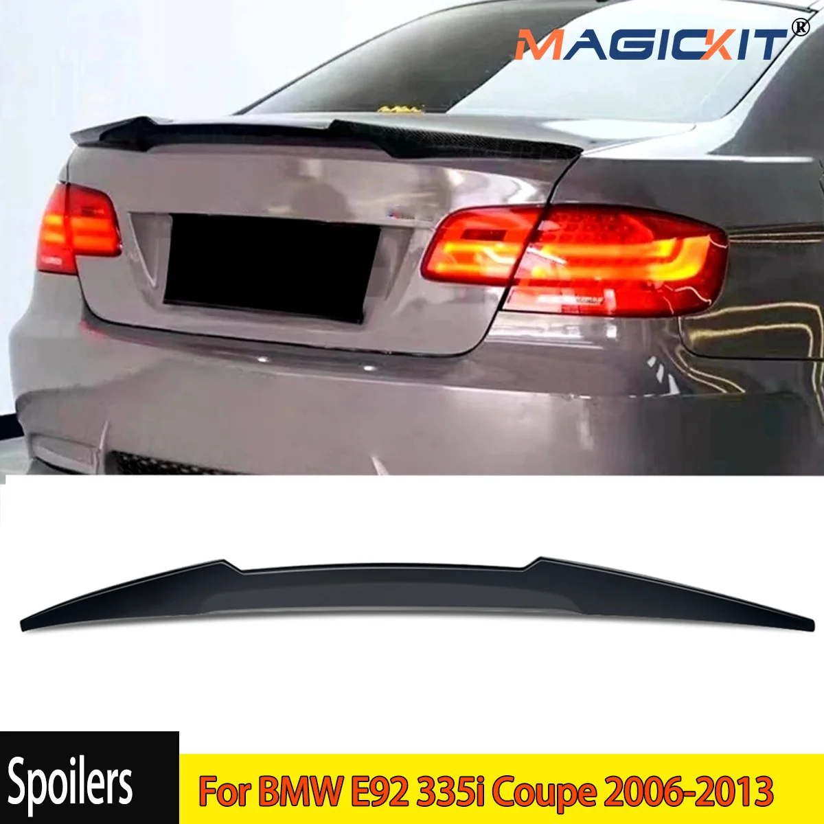 For BMW E92 335i Coupe 2006-2013 Gloss Black Highkick M4 Trunk Spoiler ...
